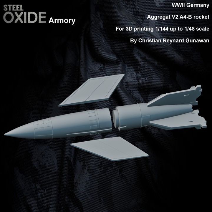 3D Printable WWII Germany Aggregat V2 A4-B rocket by STEELOXIDE3D