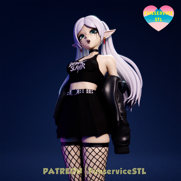 3D Printable Goth Elven girl by FunserviceSTL