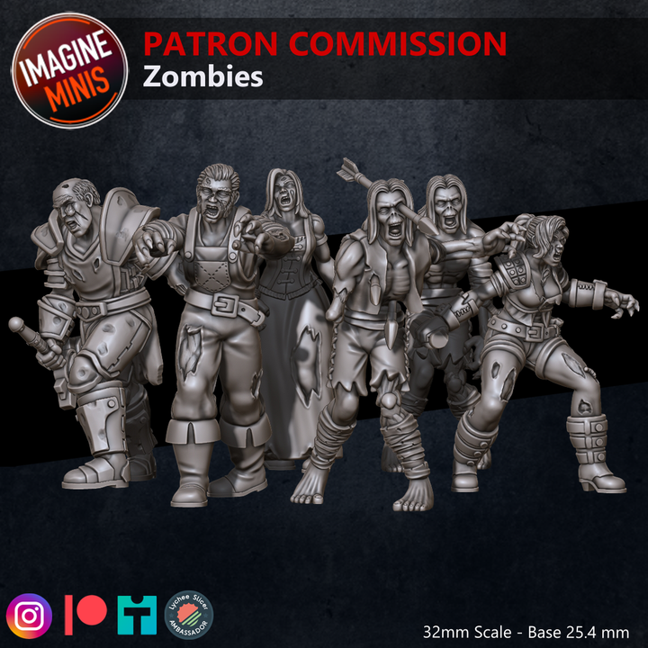 3D Printable Patron Commission 2025 August - Zombie Pack by Imagine Minis