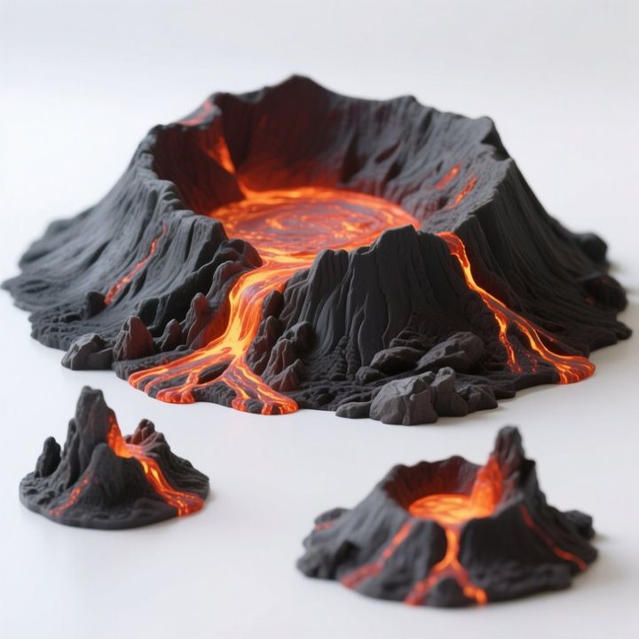 3D Printable Volcanic Terrain Miniature - BuildWorlds by BuildWorlds