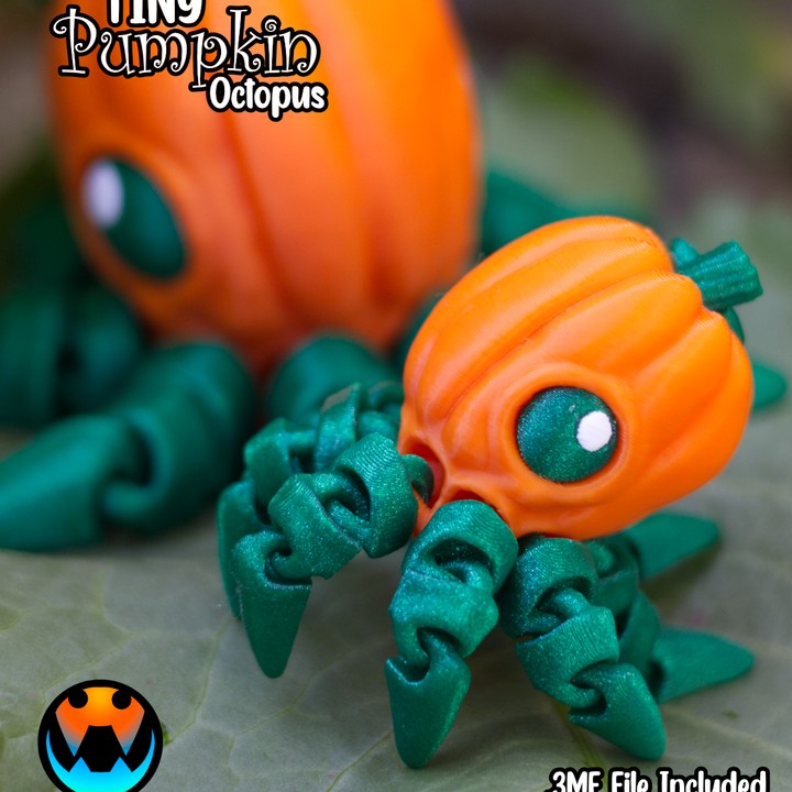 3D Printable Tiny Pumpkin Octopus by Cinderwing3D