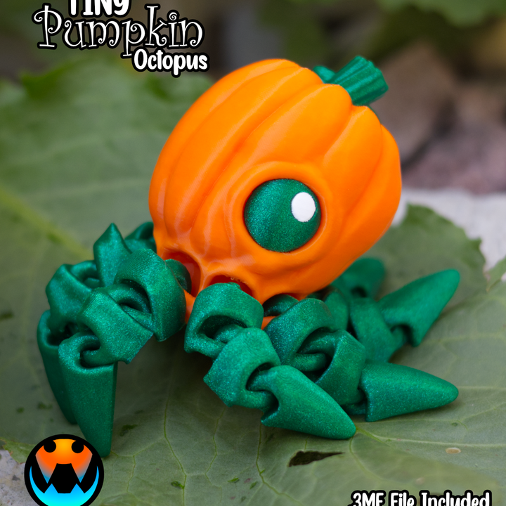 3D Printable Tiny Pumpkin Octopus by Cinderwing3D