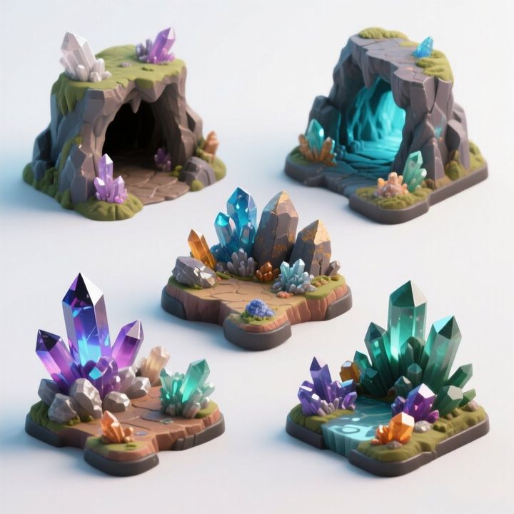 3D Printable Crystal Cave & Geode Terrain - BuildWorlds by BuildWorlds