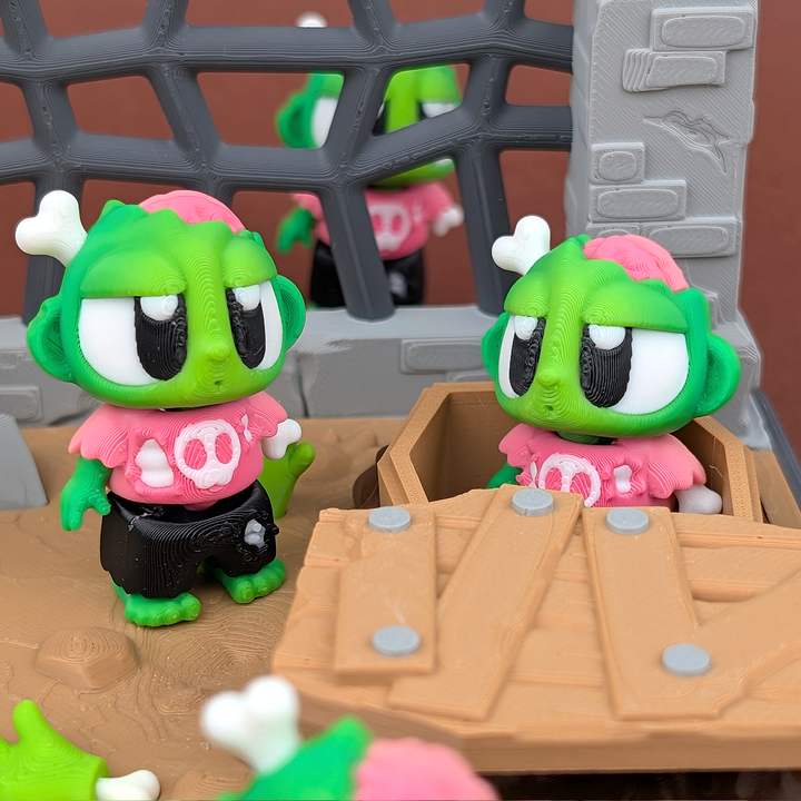3D Printable Flexi Zombie Print-in-place & Graveyard by 3DGOB