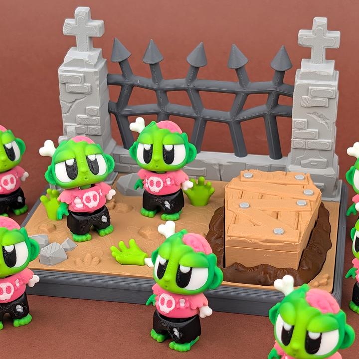 3D Printable Flexi Zombie Print-in-place & Graveyard by 3DGOB