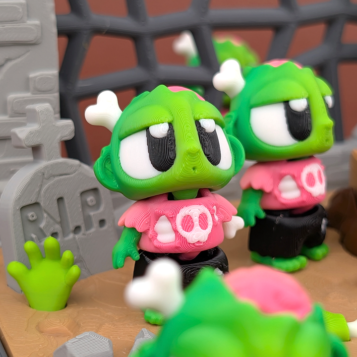 3D Printable Flexi Zombie Print-in-place & Graveyard by 3DGOB