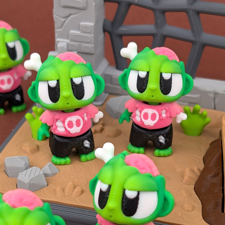 3D Printable Flexi Zombie Print-in-place & Graveyard by 3DGOB