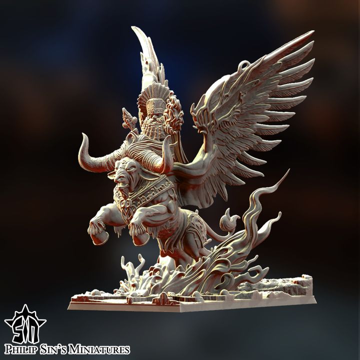 3D Printable Sorcerer-Prophet on Great Taurus by Sin's Miniatures