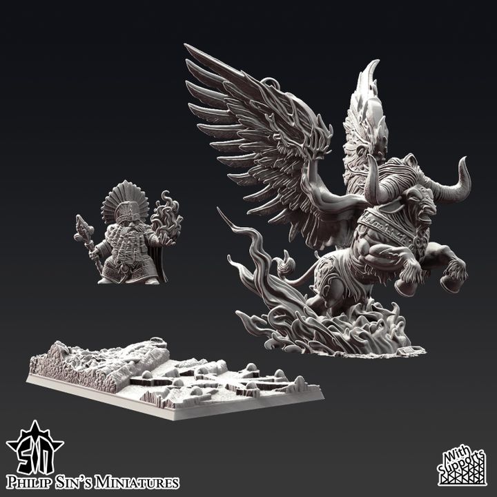 3D Printable Sorcerer-Prophet on Great Taurus by Sin's Miniatures