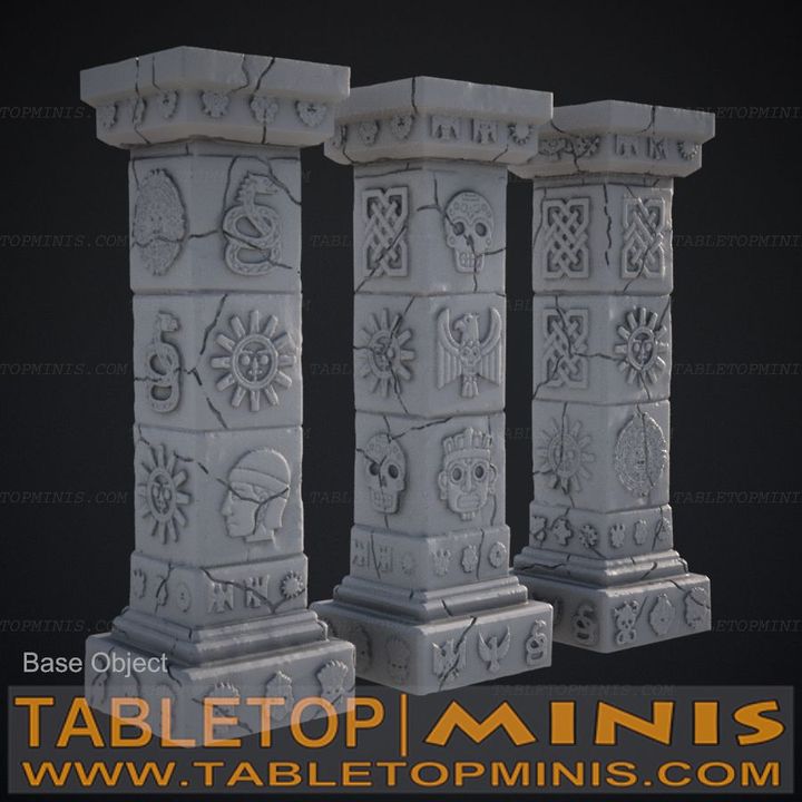 3D Printable Ancient Jungle Pillars by TableTopMinis
