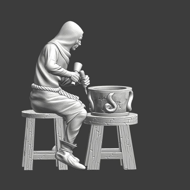 3D Printable Medieval Master Mason at Work – 3D Printable STL Miniature ...