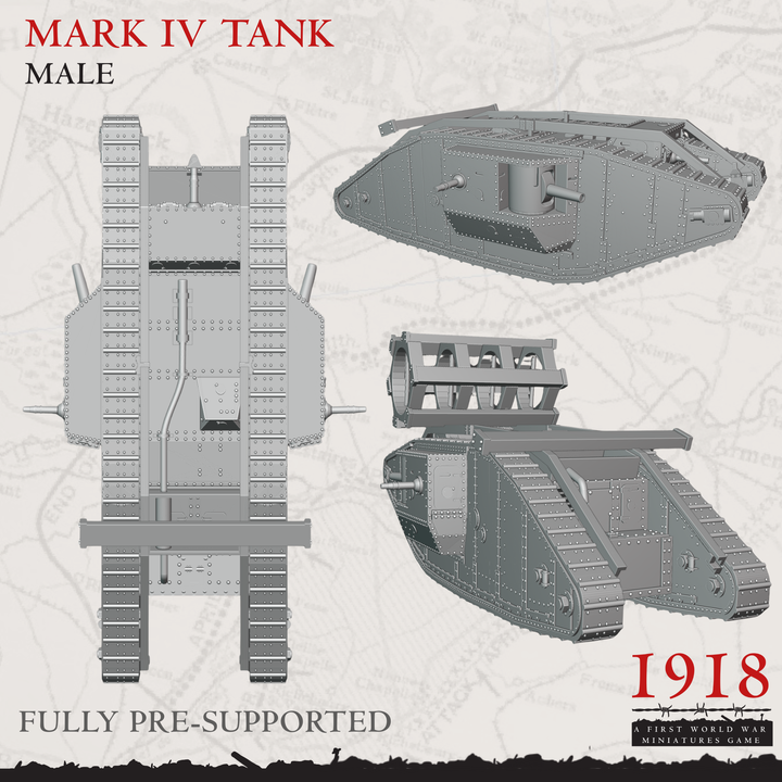 3D Printable British Mark IV Tank (Male/Female variants) by WarFulcrum ...