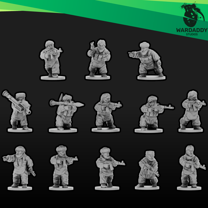 3D Printable Modern Afghan Fighters Group 1 (15mm+) by WarDaddy Studios