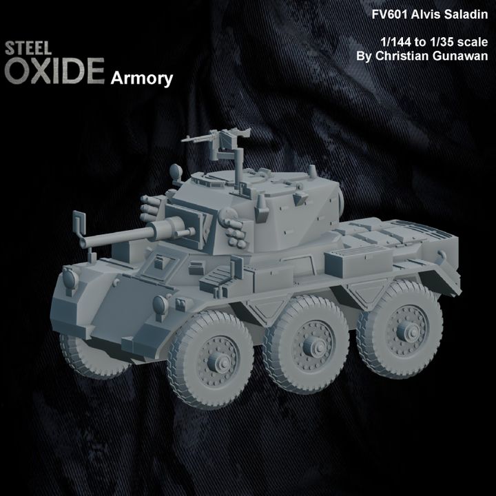 3D Printable FV601 Alvis Saladin by STEELOXIDE3D