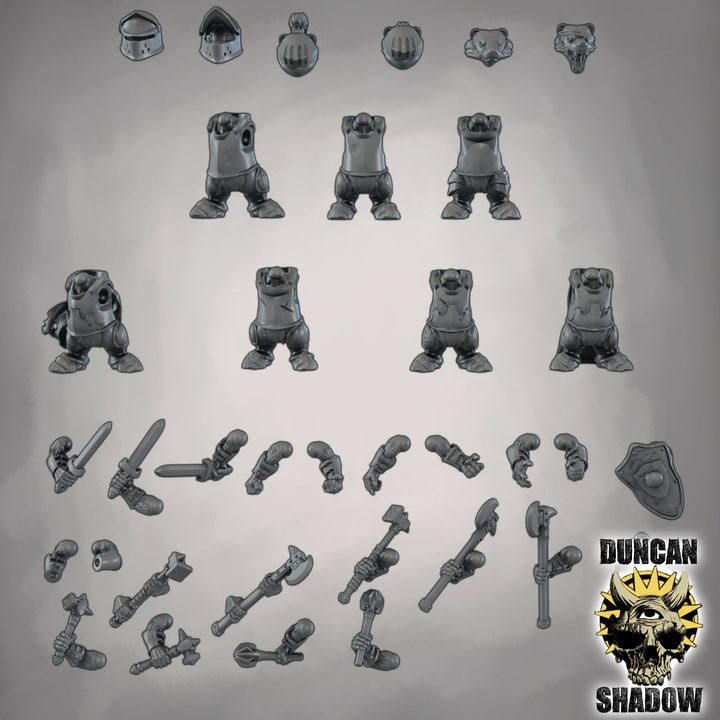 3D Printable Badger Folk Knights Multipart Kit (Pre Supported) by ...