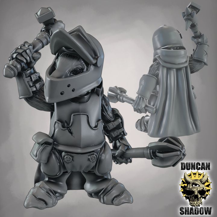 3D Printable Badger folk Knights with Mauls (Pre Supported) by Duncan ...