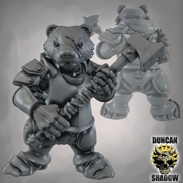 3D Printable Badger folk Knights with Mauls (Pre Supported) by Duncan ...