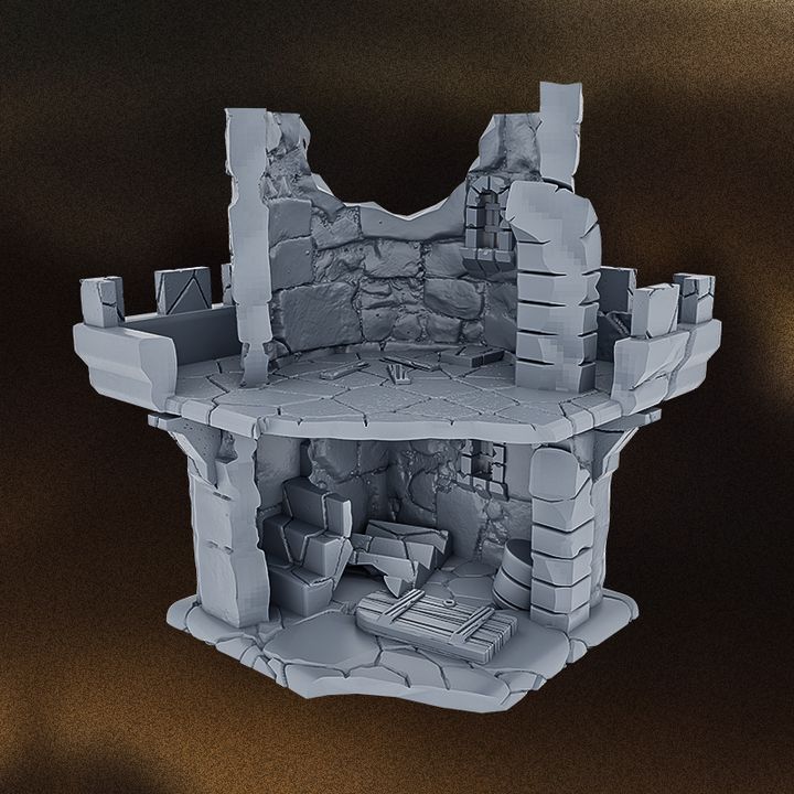3D Printable Guard Tower Ruins 2 by MakerMan3D