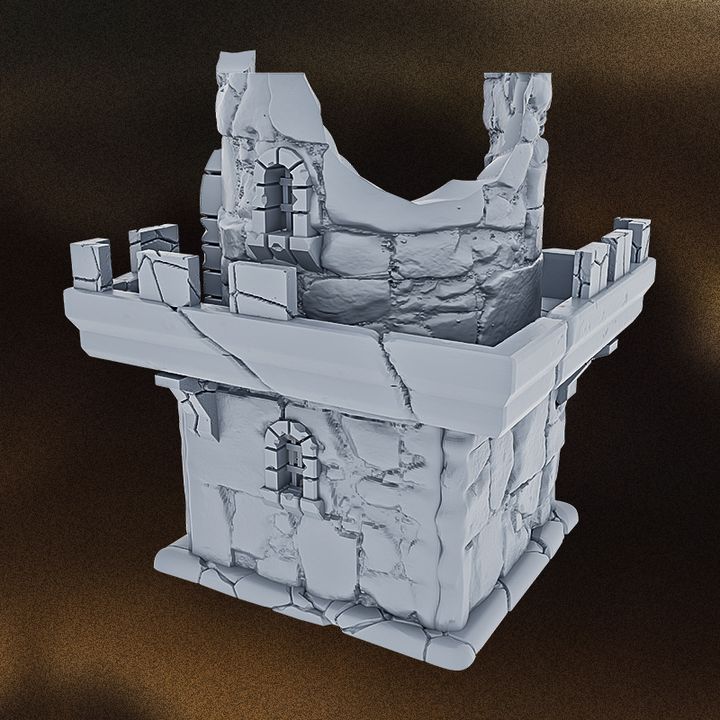 3D Printable Guard Tower Ruins 2 by MakerMan3D