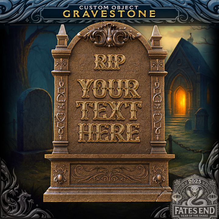 3D Printable Custom Gravestone - Engrave your enemies names! by FatesEnd