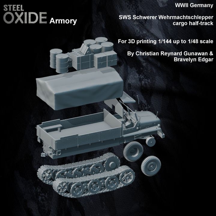 3D Printable WWII Germany SWS Schwerer Wehrmachtschlepper cargo half ...