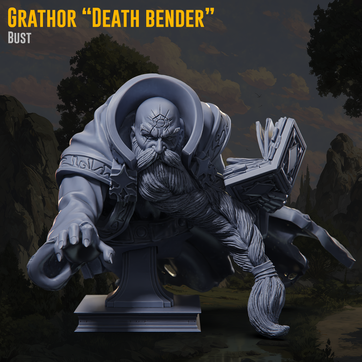 3D Printable Grathor, the Death Bender - BUST by Claymore Miniatures