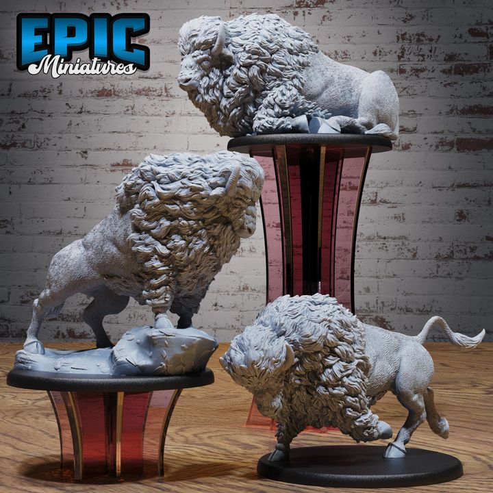 3D Printable Bison Set / Large Hairy Animal / Buffalo Beast / Cattle ...