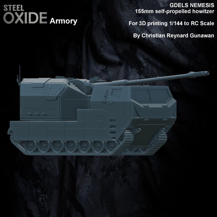 3D Printable GDELS NEMESIS 155mm self-propelled howitzer by STEELOXIDE3D