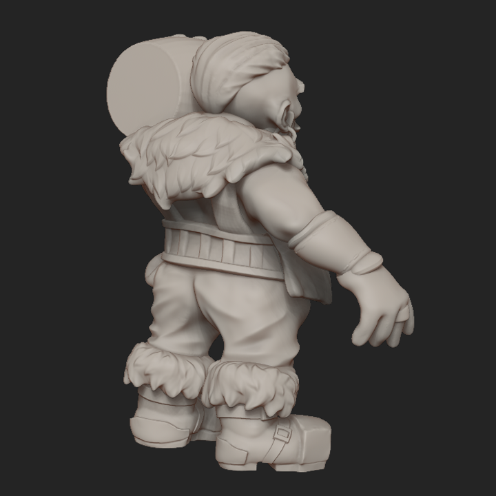3D Printable Dwarf holding a barrel 32mm scale by Fred