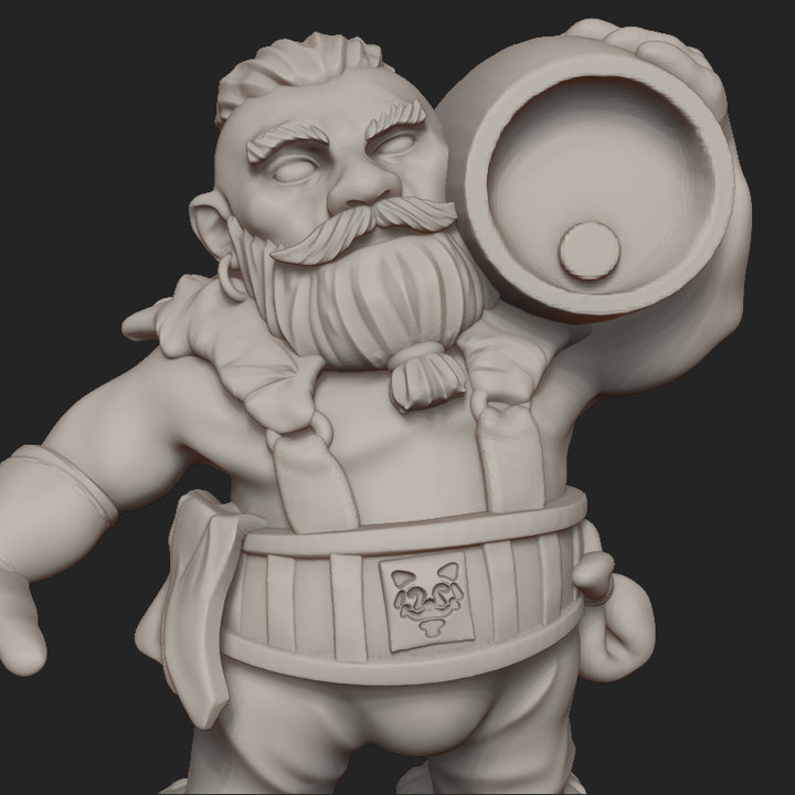 3D Printable Dwarf holding a barrel 32mm scale by Fred