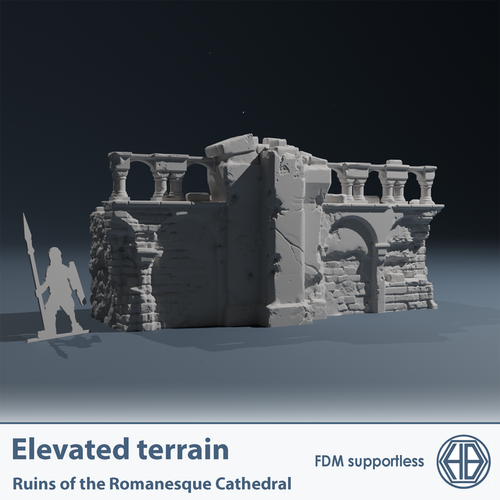 3D Printable Temple ruins elevated terrain by HexBrick