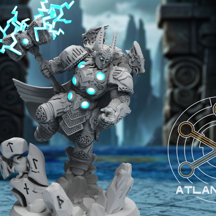 3D Printable Incarnate of Asgard (God-King, 60mm base size) by Atlan Forge