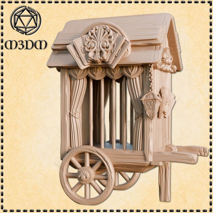 3D Printable Caged Circus Cart by M3DM