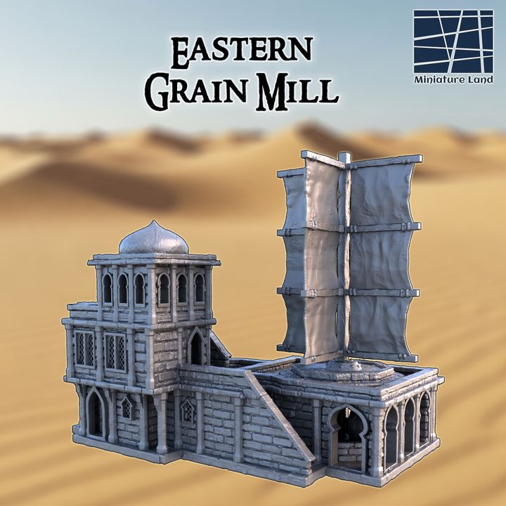 3D Printable Eastern Grain Mill - Tabletop Terrain - 28 MM by MiniatureLand