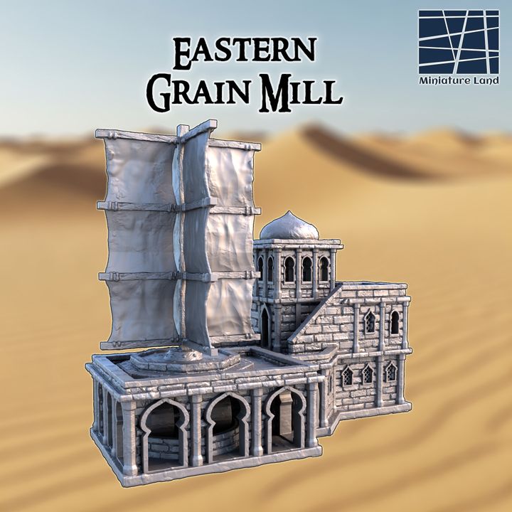 3D Printable Eastern Grain Mill - Tabletop Terrain - 28 MM by MiniatureLand
