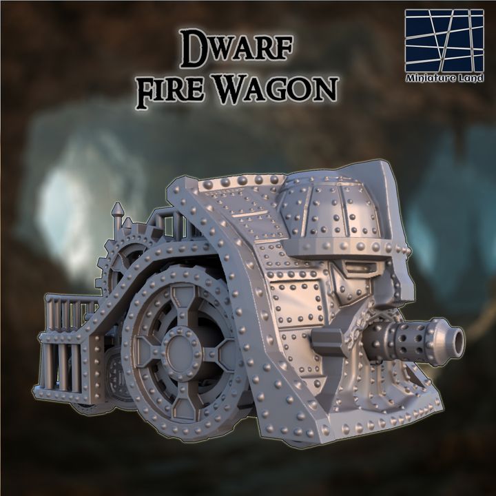 3D Printable Dwarf Fire Wagon - Tabletop Terrain - 28 MM by MiniatureLand