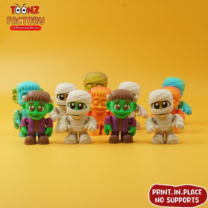 3D Printable Flexi Mini Frankenstein & Mini Mummy by Toonz Factory