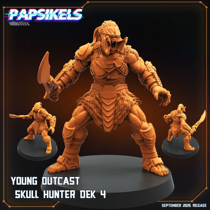 3D Printable YOUNG OUTCAST SKULL HUNTER DEK by PAPSIKELS MINIATURES
