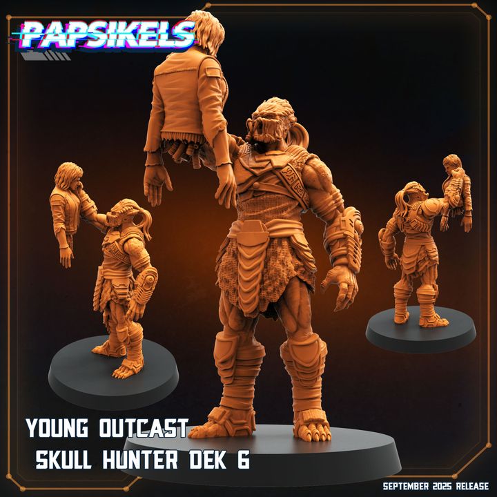 3D Printable YOUNG OUTCAST SKULL HUNTER DEK by PAPSIKELS MINIATURES