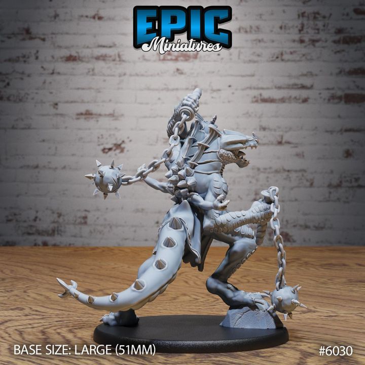 3D Printable Lizard Folk Ettin / Two Headed Reptilian / Lizardfolk ...