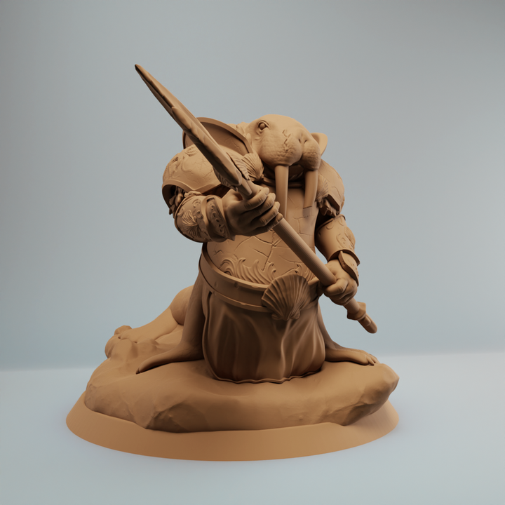 3D Printable Walrus Warrior with Trident, Walrus Man Warrior by Vulcan ...