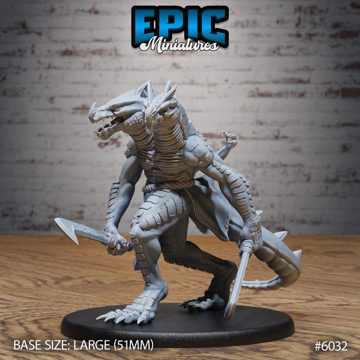 3D Printable Lizard Folk Ettin Set / Two Headed Reptilian / Lizardfolk ...