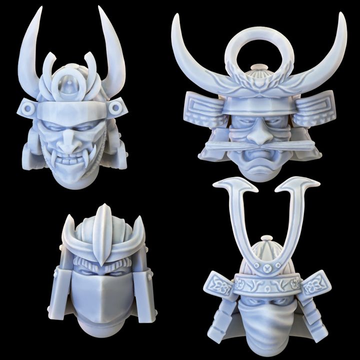 3D Printable Samurai Heads - Modular Samurai by YourNeighborKnight Minis