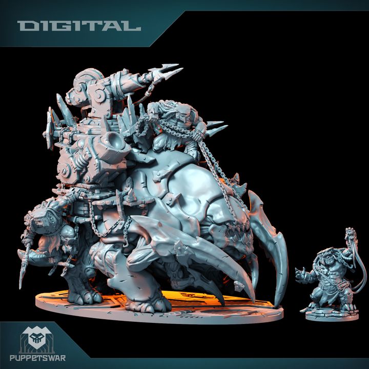 3D Printable Orc Tracker Battle Platform by Puppetswar Miniatures