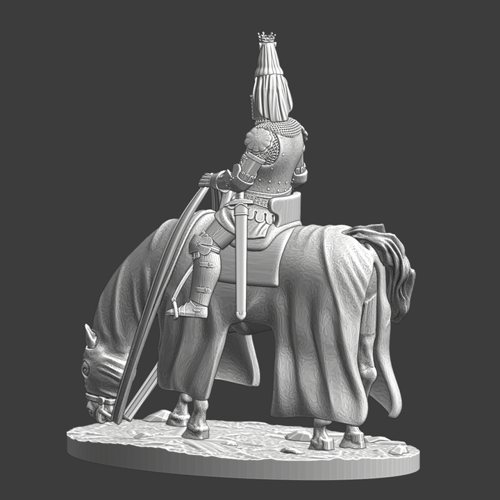3D Printable High-Ranking Medieval Knight on Horse | Great Helm with ...