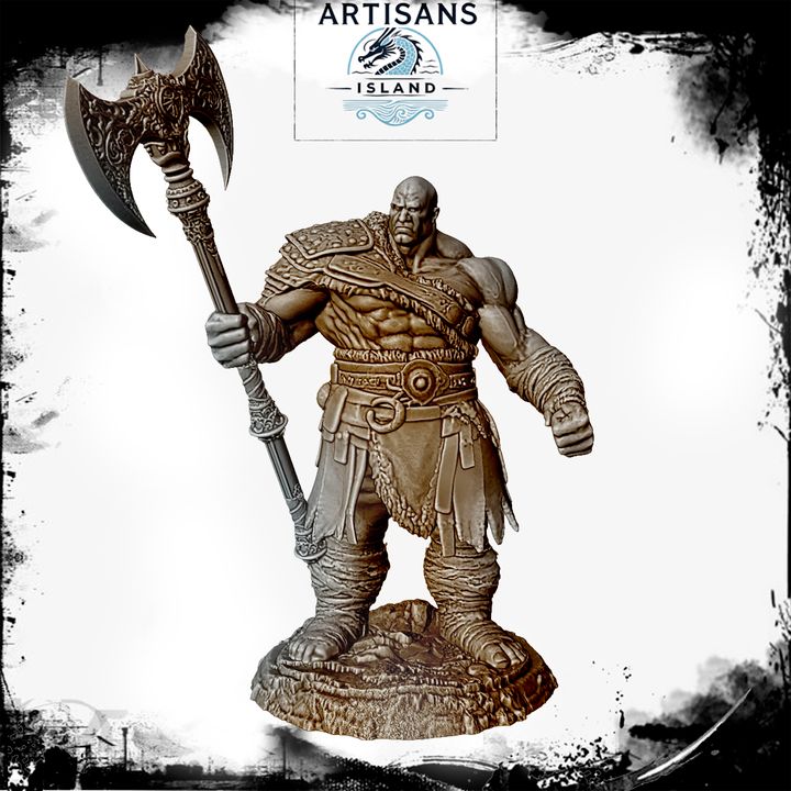 3D Printable Goliath Warrior with Axe by Luis Moreno Santana