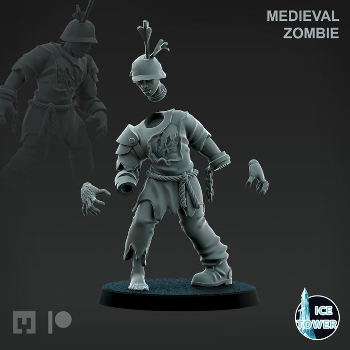 3D Printable Medieval Zombie 1 by Ice Tower
