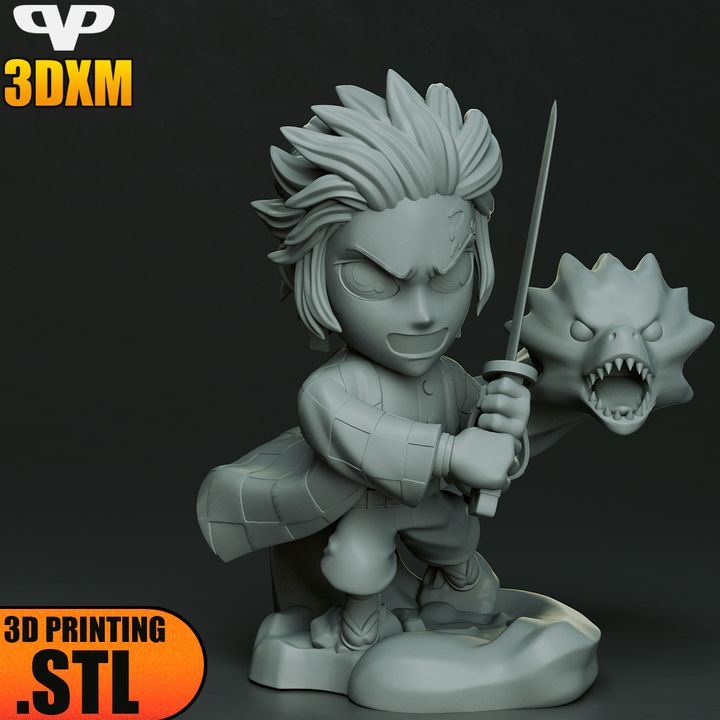 3D Printable Demon Slayer Tanjiro Chibi STL for 3D Printing ChibiSTL ...