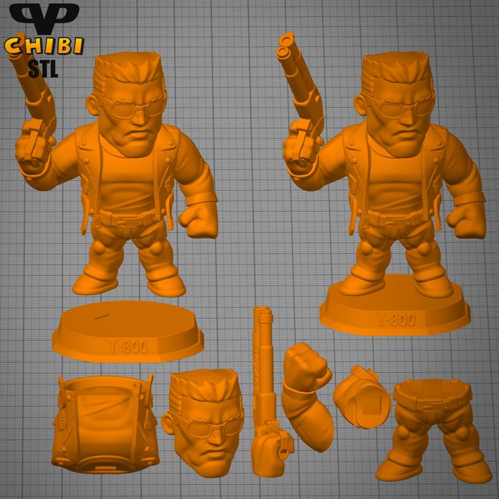 3D Printable T800 Terminator Chibi STL for 3D Printing ChibiSTL 3DXM by ...