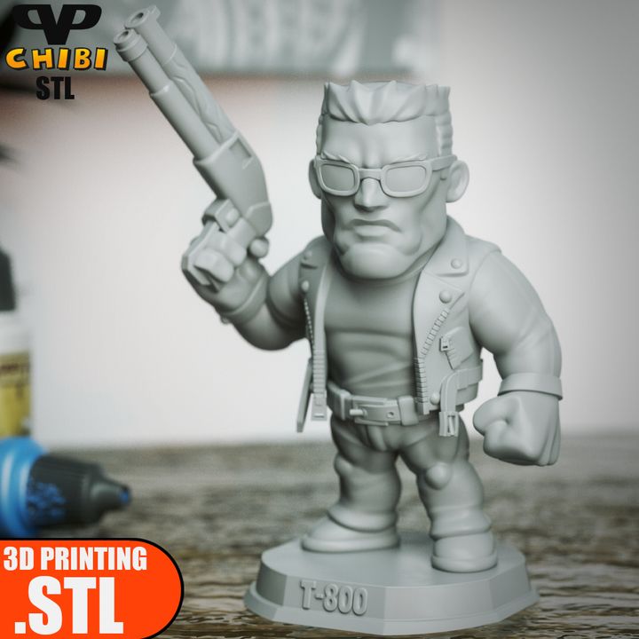 3D Printable T800 Terminator Chibi STL for 3D Printing ChibiSTL 3DXM by ...